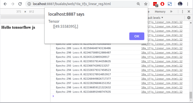 TensorFlow.js คืออะไร สอน TensorFlow.js สร้างโมเดล แบบง่าย 1 Dense ...